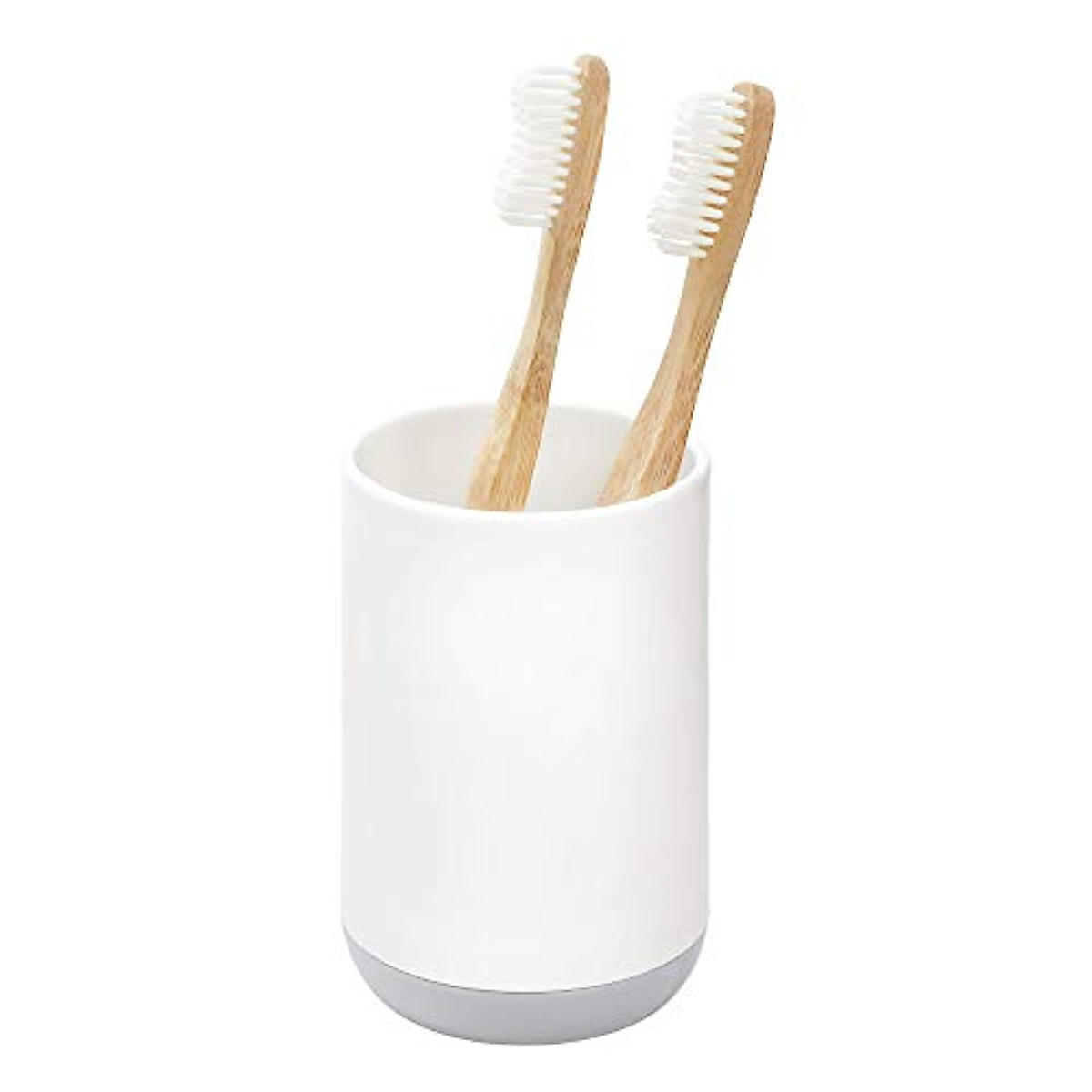 iDesign Cade Holder, Holds Normal Toothbrushes, Spin Brushes, and Toothpaste, 3" x 3" x 4. 5", Matte Black & Cade Holder, Holds Normal Toothbrushes, Spin Brushes, and Toothpaste-White and Gray