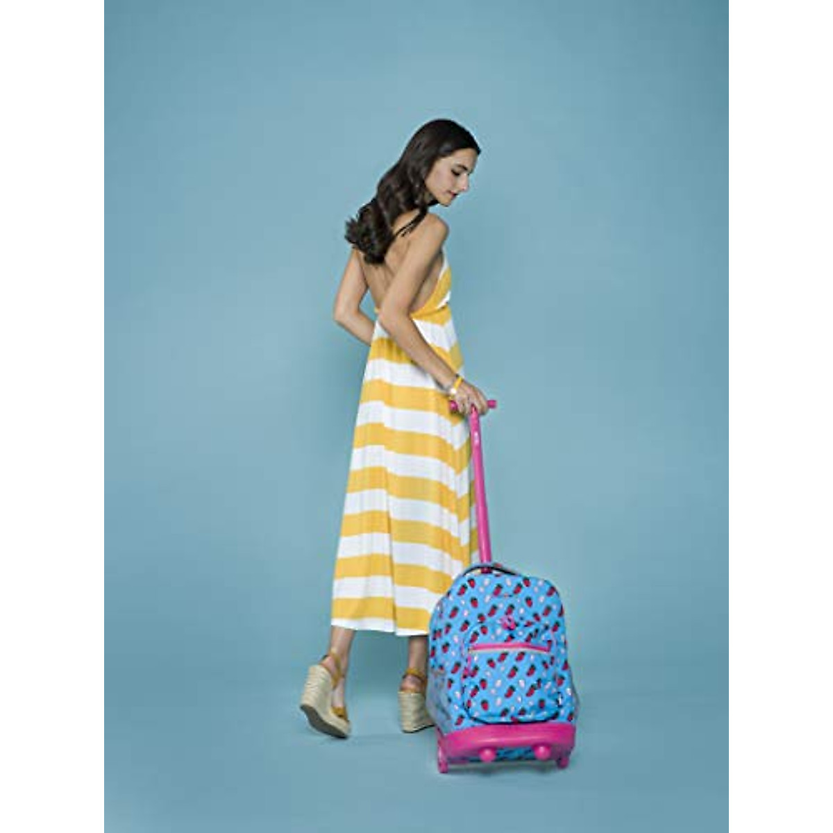 J World New York Sunrise Rolling Backpack, Garden Purple, One Size