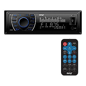Pyle Bluetooth Marine Receiver Stereo - 12v Single DIN Style Boat in Dash Radio Receiver System & Metra 99-9600 Stereo Installation Kit for Select 1998-2013 Harley Davidson Motorcycles (Black)