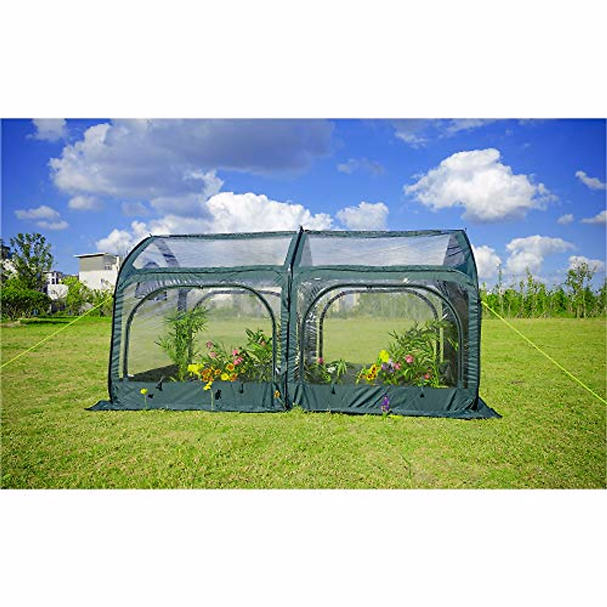 porayhut Pop Up Greenhouse Cover Flower House Mini Gardening Plant Flower Sunshine Room Room,Backyard PVC Greenhouse Cover for Cold Frost Protector Gardening Plants (Large)