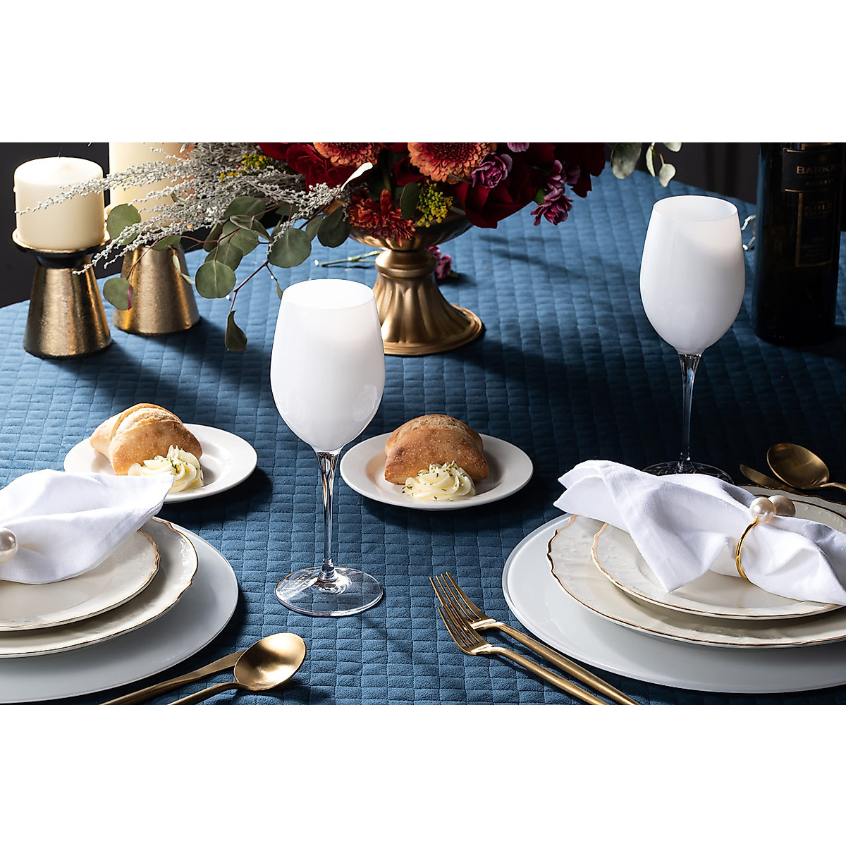 Barski Goblet - White Wine Glass - Crystal Glass - Water Glass - Opal White - Stemmed Glasses - Set of 6 Goblets - 14 oz Made in Europe