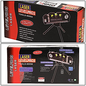 DNA Motoring TOOLS-00054 Adjustable Metric Ruler w/Triangle Bracket – 8 ft. Measuring Tape w/Three Mode Laser Line, Bubble Vials, Ruler Base