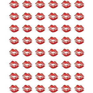 48 Envelope Seals Labels Stickers Valentines RED Lips KISS, 1.2"