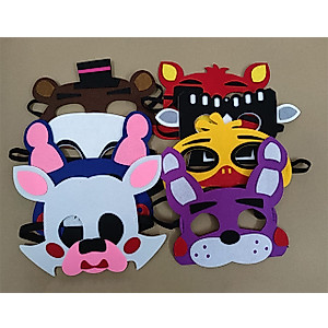Backdrop Birthday Party Decorations Photo Background, Five Fredy 8 Pcs Cosplay Masks, Party Supplies for Kids