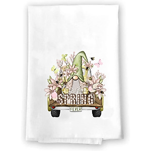 Decorative Kitchen and Bath Hand Towel | Spring Fever Gnome Truck Flowers | Summer Garden Themed | Home Decor Decorations | House Gift Present