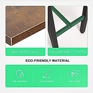 Coral Flower Kitchen Table, Heavy Duty Metal Frame, Industrial Style, for Living, Dining Room, Rustic Brown.