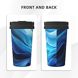 WANGXUEE Abstract Blue Print 500ml Stainless Steel Travel Tumbler Double Wall Vacuum Insulated Coffee Mug