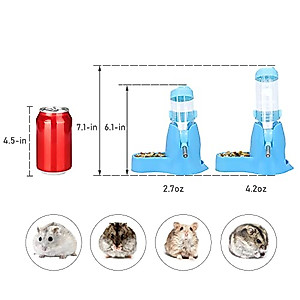 3 in 1 Hamster Hanging Water Bottle Pet Auto Dispenser with Base for Dwarf Hamster Mouse Rat Hedgehog (80ML, Blue)
