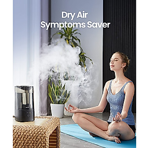 ROSEKM Humidifiers for Bedroom, 2.0L Cool Mist Humidifier for Plant and Baby Nursery, Small Quiet Air Humidifier, Ultrasonic, Filterless, Auto Shut-Off, Black