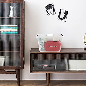 Rinboat 12 Quart Plastic Storage Bins with Lids and Handles, 6 Packs