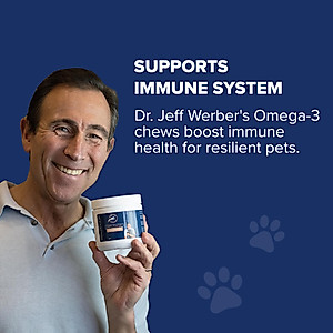 Dr. Jeff Werber Replenish Omega 3 Fatty Acid Chew for Pets & Dogs - Soft Fish Oil Chews with Natural Ingredients for Boosting Immune System and Regulating Inflammatory Response - 60 ct. (Small/Medium)