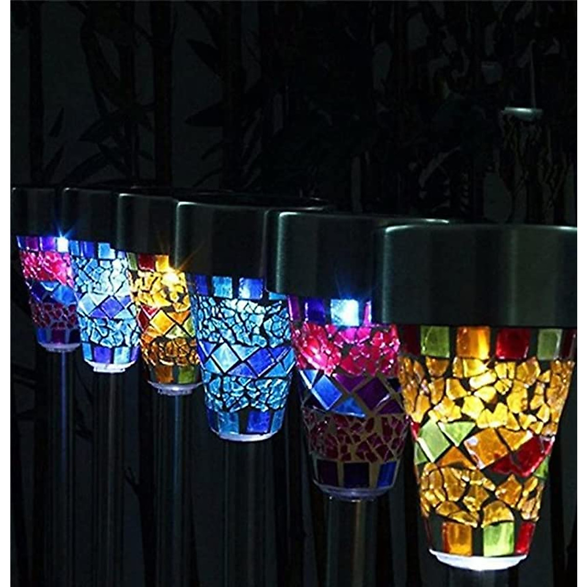 iFCOW Pathway Landscape Lighting, Solar Mosaic Garden Lights 3pcs Waterproof Mosaic LED Garden Light for Outdoor Christmas Garden Home Decoration