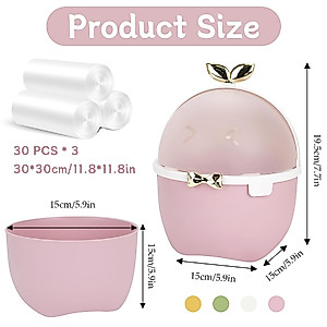 DIBALIYI Mini Desk Can with Lid, Cute Bedroom Trash Can and 3 Rolls Can Liners, Cartoon Animal Desktop Dust can for Office Car Kitchen Bathroom, 19.5 * 15 * 15cm (Green)