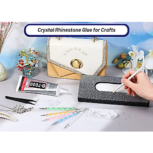 Upgrade B-7000 Crystal Rhinestone Jewelry Glue Clear, 110ml 3.7 fl oz Craft Glue Craft Adhesive Fabric Super Repair Glue with Precision Tips Multi Dotting Stylus for Nail Art,Jewelry,Phone Repair.