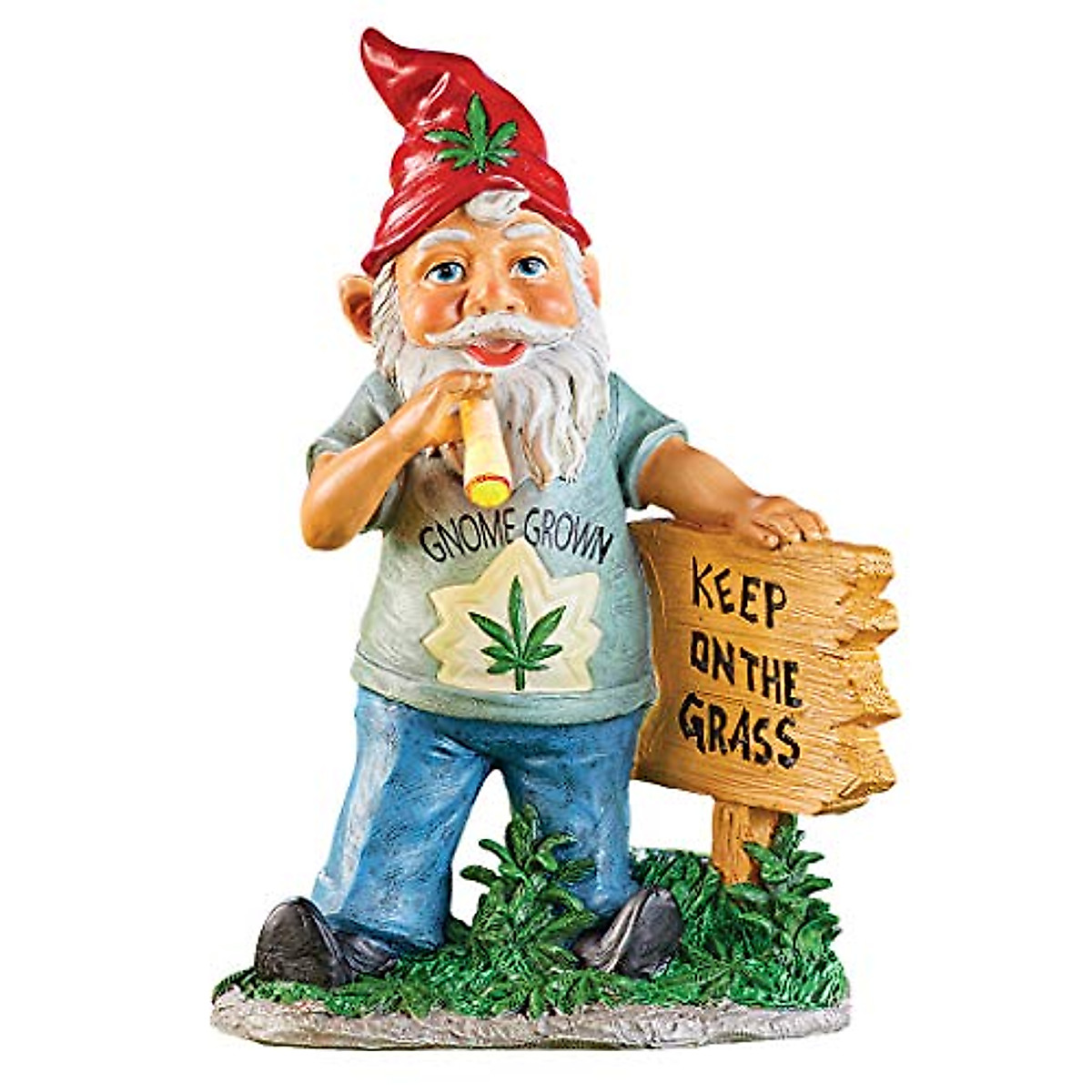 Collections Etc Solar Powered Keep On The Grass Pot Smoking Garden Gnome