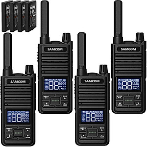 SAMCOM GMRS Radios Long Range Walkie Talkies for Adults, 30 Channels GMRS Two Way Radios Handheld, Upgrade T2 2-Way Radios USB-C Rechargeable, NOAA Weather Alert & Group Call for Camping Hiking, 4 Pcs