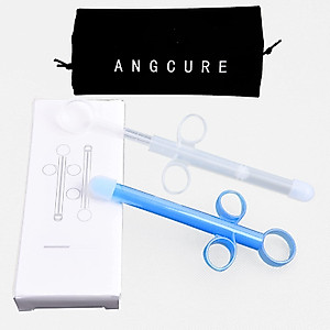 ANGCURE lube applicator for Women,Men,Female Lubricant Tube Shooter with 10ml Scales [2 Pack+Storage Bag] Reusable, Smooth with Rounded Tip & Cap,Easy use/Clean