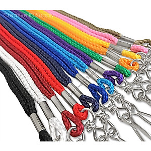 Lanyard with ID Badge Holder Name Tags Lanyards String Keys Necklace J Hooks Clip Vibrant Color 50 Sets Plastic Sleeve Cover Clear Nametags Protectors Company School Kids Trade Show (Mix Color)