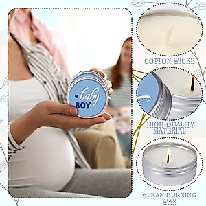 Landhoow 24 Pcs Baby Shower Candles Favors Lavender Scented Gender Reveal Candles Gifts Rustic Tea Light Candle Aromatherapy Candle for Home (Blue Style)