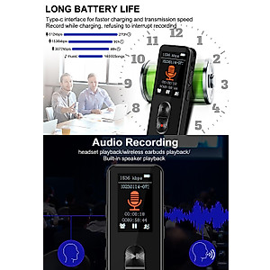 64GB Digital Voice Recorder, 3072KBPS Voice Activated Recorder One-Touch Recording with Playback, Noise Cancellation with Password, Bluetooth, Dictaphone Recorder for Lectures, Meetings, Interviews