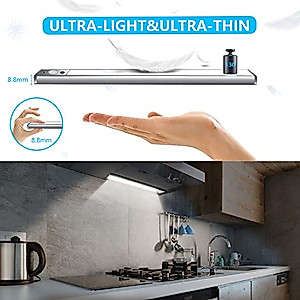 pinci Under Counter Closet Lighting,Rechargeable Motion Sensor Cabinet Light Indoor,Wireless Battery Powered Operated Light 126 LED Night Lights for Wardrobe,Kitchen,Hallway