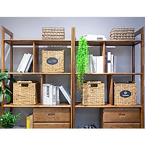 Ellinia Wicker Storage Basket, Water Hyacinth Storage Cube for Shelves, Large Woven Laundry Organizer, Hand Woven Storage Bins, 11 x 11 x 11.8 Inch, 4 - Pack