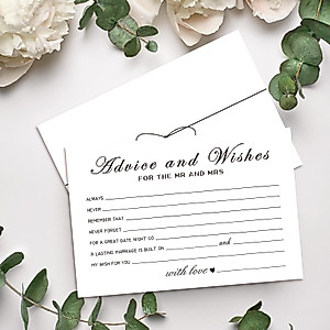 Advice and Wishes Cards for the New Couples Mr and Mrs, Bride and Groom, Newlyweds, Perfect 50 Pcs Wedding Advice Cards for the Wedding Reception Decorations/Bridal Shower Party