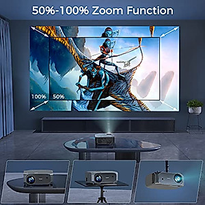 FUDONI Projector with 5G WiFi and Bluetooth, 10000L Native 1080P Portable Outdoor Video Projector 4K Supported, Home Theater Movie Projector with Screen for Phone/PC/TV Stick/PS5
