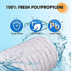 PUREPLUS 5 Micron 4.5" x 10" Whole House String Wound Sediment Filter for Well Water, Replacement Cartridge for 84637, WPX5BB97P, PC10, 355214-45, 355215-45, WP10BB97P, WP5BB97P, 2Pack