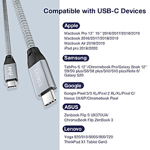 USB-C to USB-C Cable, 1.64ft USB 3.2 100W/5A Fast Charging 20Gbps Data Transfer 4K@60Hz Video USB C Monitor Display Cable Nylon USB C Cable Compatible with Samsung Galaxy S22, iPad, MacBook