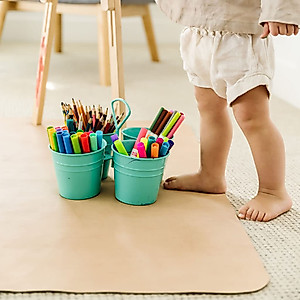 Vegan Leather Splat Mat for Under High Chair/Arts/Crafts, 38” X 38” Wipeable Spill Mat, Water Resistant Floor Mat, Portable Play Mat - Premium Quality