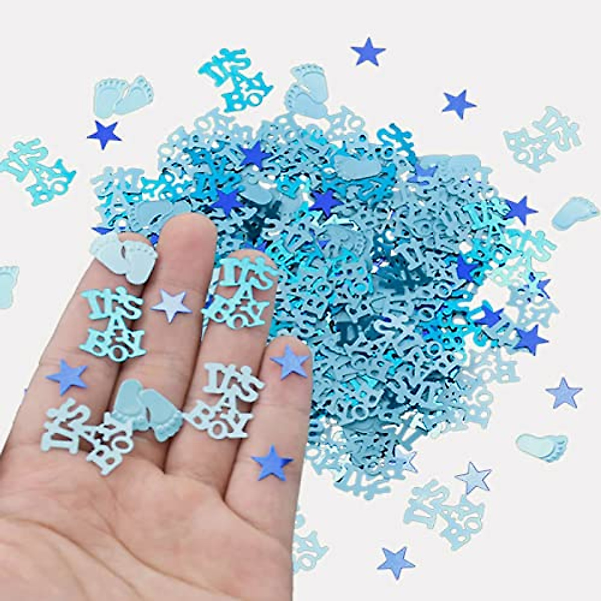 It's a Boy Table Sequins Blue Baby Footprint Star Table Confetti for Baby Shower Decorations Baby Birthday Party Supplies( 1.6 oz/45 g )