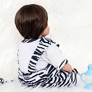 ENADOLL Reborn Baby Doll Realistic Silicone Vinyl Baby 16 inch Weighted Soft Body Lifelike Doll Gift Set for Ages 3+(Zebra Boy)