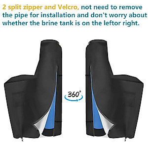 Bitubi Water Softener Cover with Split Zipper,Outdoor Water Softener Brine Tank Cover,Waterproof Anti-UV(64" H x 40" W x 16" D, Black) All Weather Protection