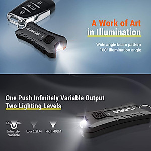 klarus Mi2 Mini LED Keychain Flashlights, Super Lightweight & Small Rechargeable 40 Lumens EDC Flash Light with Built-in Battery and USB Cable(Black)