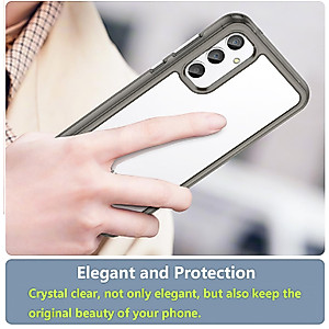 for Samsung S23 FE Case, Samsung Galaxy S23 FE 5G Case, with[Tempered Glass Screen Protector][Built-in 4 Airbags][Not-Yellowing] Military-Grade Shockproof Case for Galaxy S23 FE, Clear-Black
