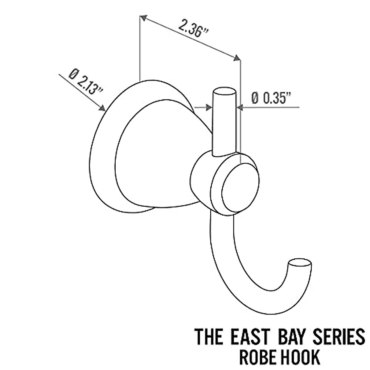 Bennington East Bay Robe Hook Wall Mounted Single Prong Bathroom Hardware Bath Accessory, Oil Rubbed Bronze