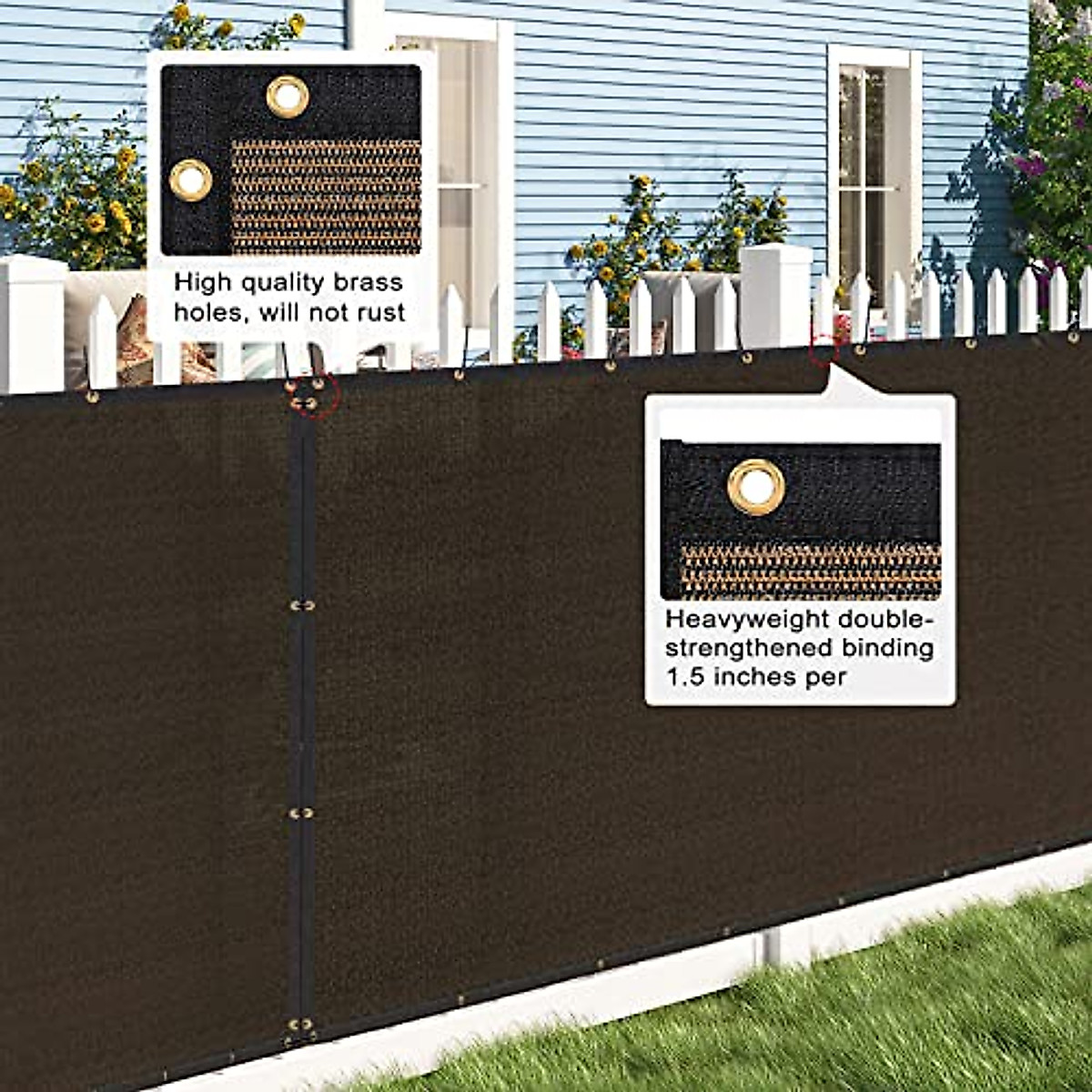 Sunocity Privacy Screen Fence,5ftx25ft Heavy Duty 90% Blockage 175 GSM Fencing Mesh Net Cover for Backyard Garden Yard Outdoor Wall 40 Cable Zip Ties Included Brown