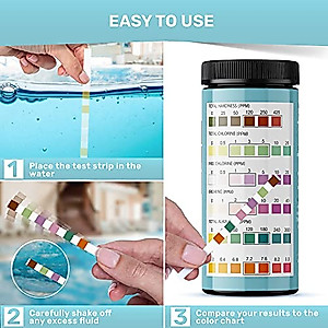 Hot Tub Test Strips - 6in1 Quick & Accurate Spa Test Strips for Hot Tubs - 100 Water Test Strips, Hot Tub Water Test Kit with E-Book - Test Chlorine, Bromine, pH, Hardness, Alkalinity - JNW Direct