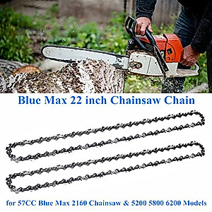 AILEETE 2-Packs 22 inch Chainaw Chain .325" LP Pitch - .058" Gauge - 86 Drive Links For 57CC Blue Max 2160 Chainsaw & 5200 5800 6200 Models, Replaces 21LPX086G