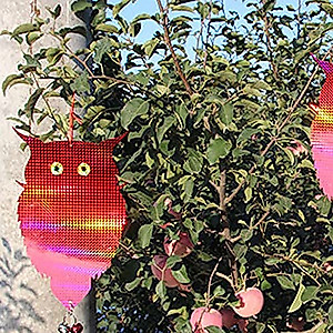 2PCS Owl-Shaped Reflectors Hanging Reflective Scarecrow Woodpecker Deterrent for House Windows Gardens