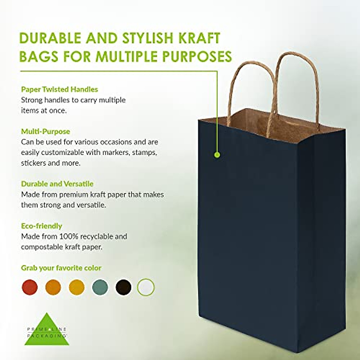 Blue Gift Bags - 6x3x9 100 Pack Navy Kraft Paper Shopping Bags with Handles, Craft Totes in Bulk for Boutiques, Small Business, Retail Stores, Birthday Parties, Restaurants, Take-Out