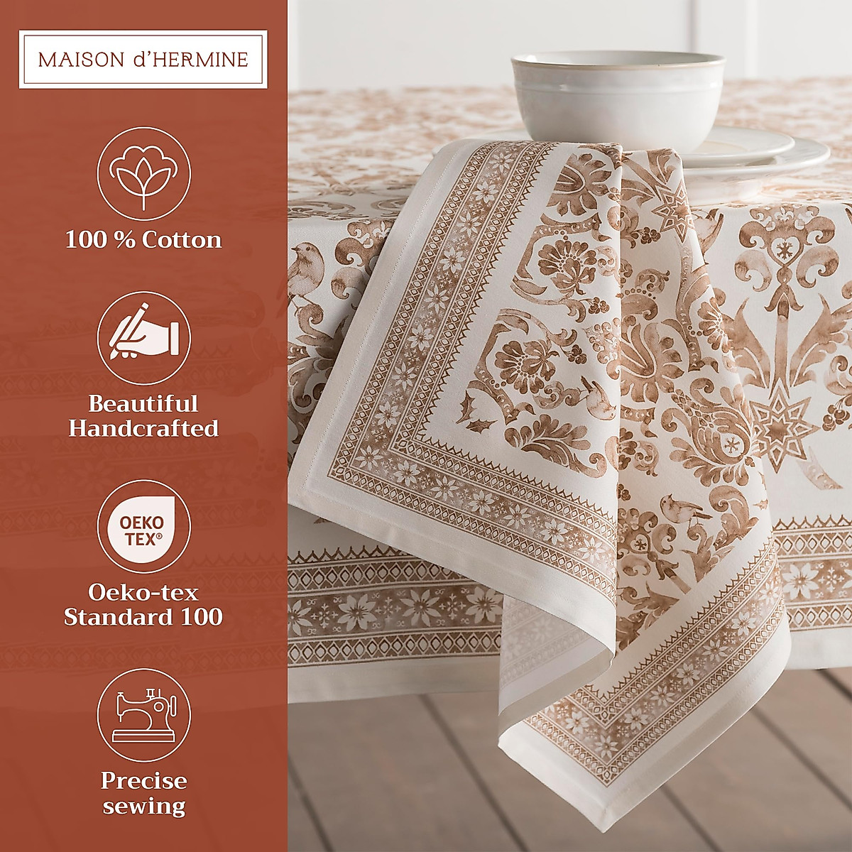 Maison d' Hermine Napkin 100% Cotton 20 Inch x 20 Inch Set of 4 Dinner Napkins, Decorative Washable Cloth Napkin for Gifts, Dining, Buffet Parties & Camping, Allure -Thanksgiving/Christmas