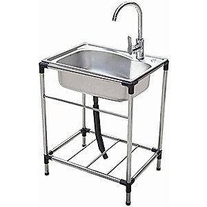 LANADO Kitchen sink, stainless steel sink for laundry, simple household laundry sink with faucet, suitable for hotel restaurant kitchens