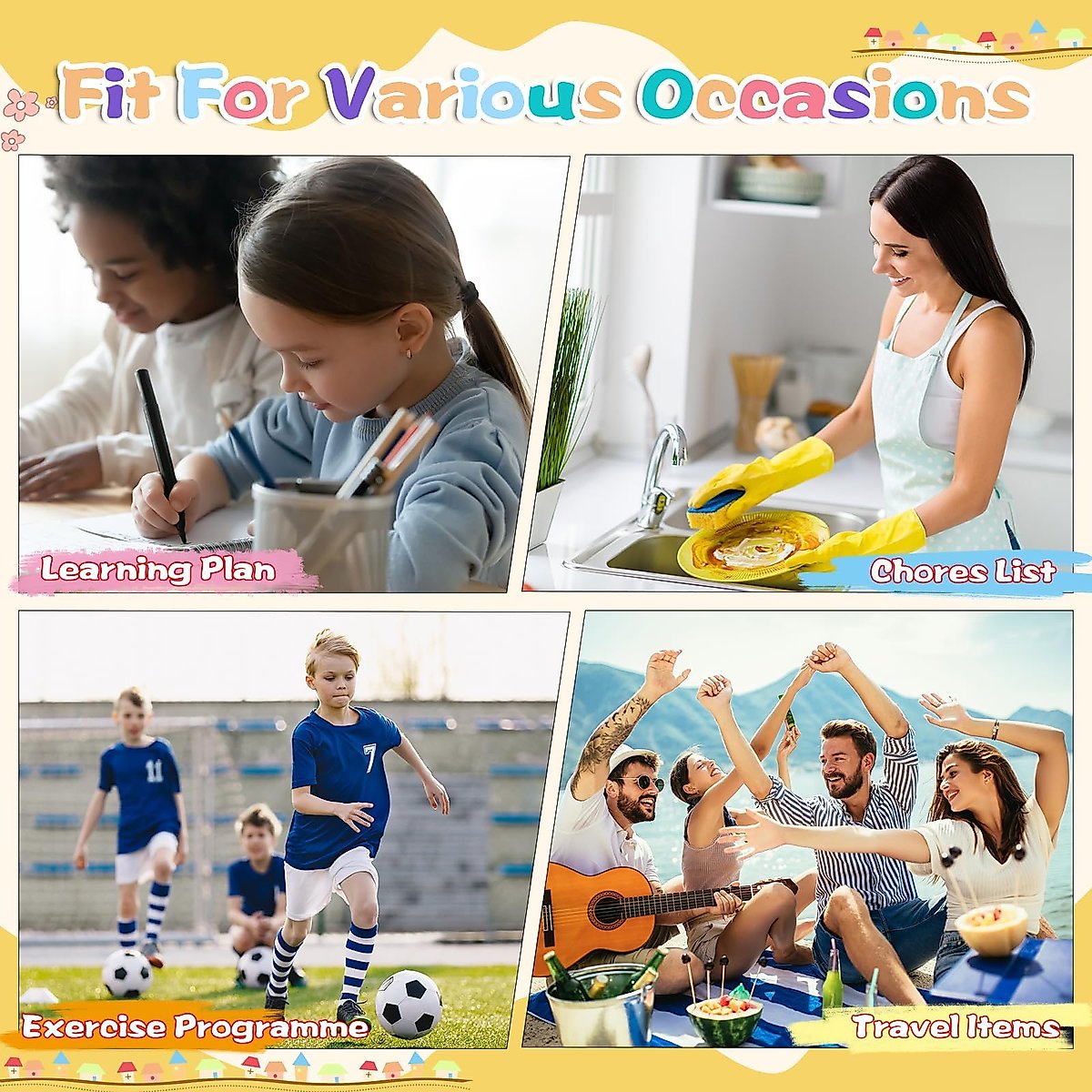 2 Pieces Dry Erase Chore Chart Blank To Do List Checklist Board ADHD Tools for Kids with Detachable Cardstock DIY Alphabet Stickers for Home Routine Planning (Minimalist)