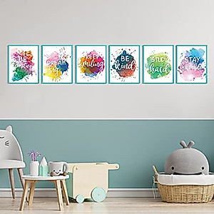 Inspirational Wall Art Motivational Art Prints and Quotes and Sayings Poster Girls Teens Bedroom Decor Sayings Positive Phrase Party Gift for Girls Kids Room Wall Art Decor 6 Pcs, 8x 10in, Unframed