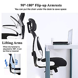 Big and Tall Office Chair 500lbs Wide Seat Executive Desk Chair with Lumbar Support Flip UP Arms Headrest High Back Computer Chair Ergonomic Mesh Chair for Heavy People, Black