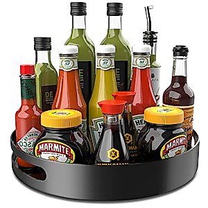 Lazy Susan Turntable Organizer for Cabinet Pantry Kitchen Countertop Refrigerator Cupboard Closet, 10", Black