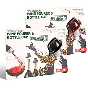 Funny Silicone Wine Bottle Stopper 2 Pack - Decorative and Reusable Cute Hat Shape Wine Pourer and Stopper 2-In-1 for Women and Men (Black And Brown)
