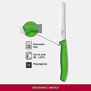 Victorinox Swiss Classic 4.3-inch Wavy Edge Tomato and Table Knife, Green